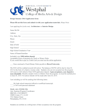 Fillable Online drexel Arch Intr Summer Application Form - Drexel University - drexel Fax Email ...