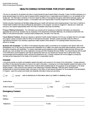 Fillable Online emporia Health Consultation Form. - Emporia State University Fax Email Print ...