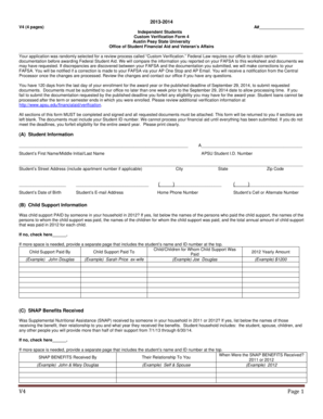 Fillable Online apsu Verification V4 Form for Independents 2013-2014 ...