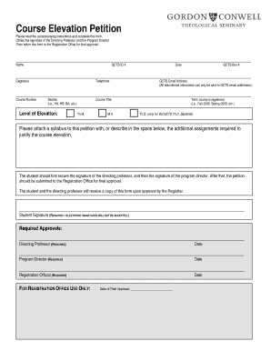 Fillable Online gordonconwell Course Elevation Instructions - Gordon ...