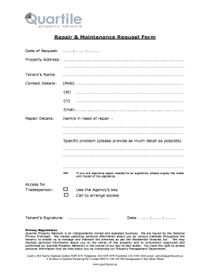 Fillable Online Rental Property Maintenance Form Fax Email Print ...