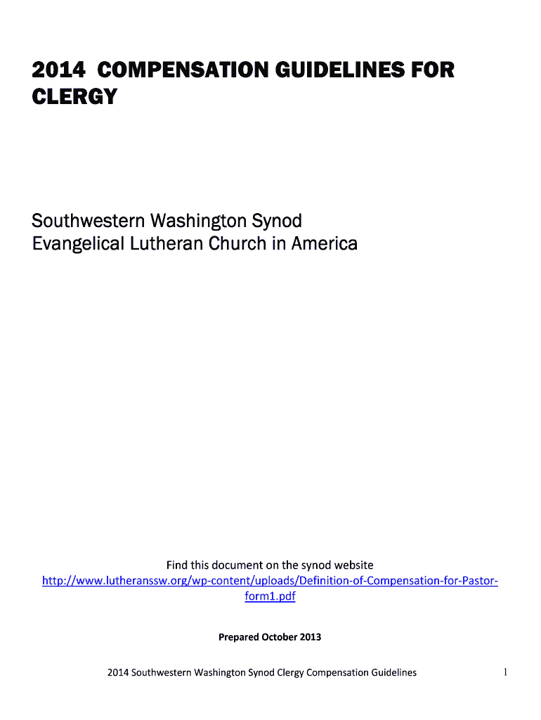 Fillable Online lutheranssw 2014 Synod Clergy Compensation Guidelines ...