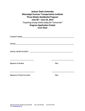 Fillable Online jsums Jackson State University Mississippi Summer ...