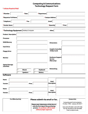 Fillable Online jsums Technology Purchase Request Form - Jackson State ...