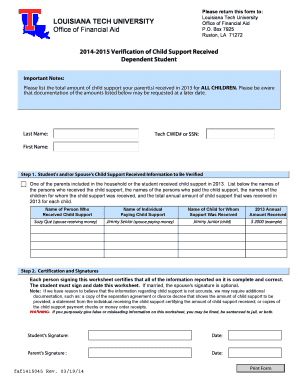 Fillable Online latech LOUISIANA TECH UNIVERSITY Office of Financial Aid Ruston LA Fax Email ...