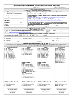 Fillable Online lander Banner Access Authorization Form - Lander ...