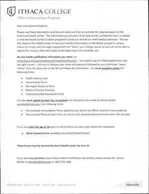 Fillable Online ithaca Download Health Information - Ithaca College ...