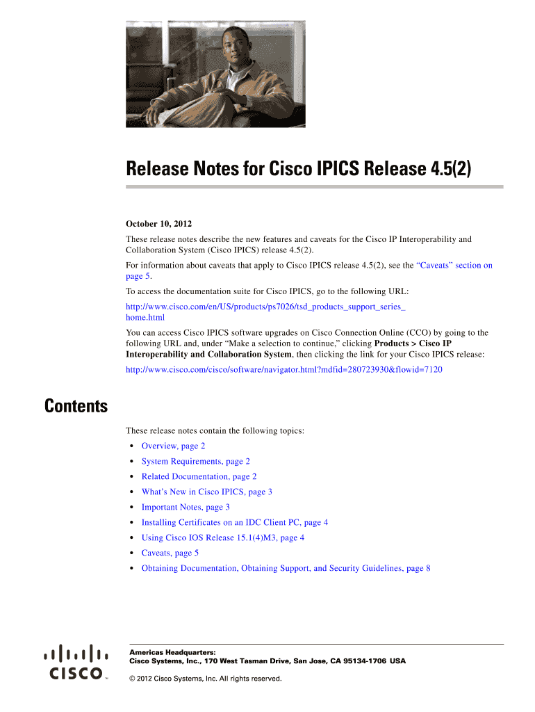 Fillable Online Release Notes for Cisco IPICS Release 4.5(2) Fax Email ...