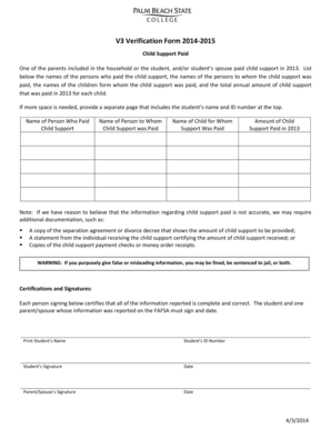 Fillable Online palmbeachstate V3 Verification Form 2014-2015 - Palm Beach State College ...