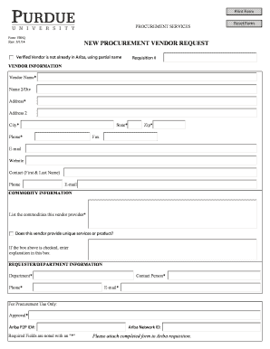 Fillable Online purdue New procurement vendor request new procurement ...