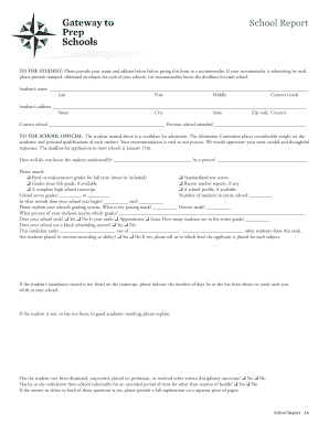 Fillable Online School Report - The Putney School Fax Email Print - pdfFiller