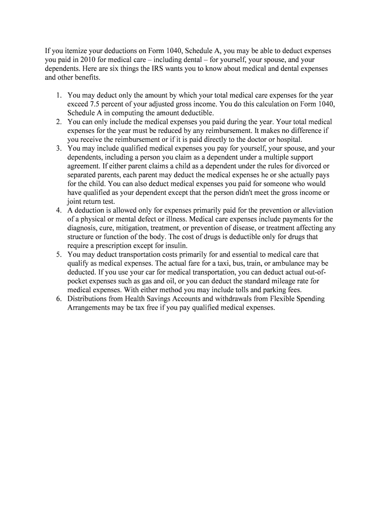 Fillable Online If you itemize your deductions on Form 1040, Schedule A ...