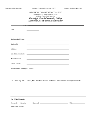 Fillable Online meridiancc Download the Off Campus Proctor Form ...