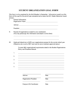 Fillable Online meridiancc STUDENT ORGANIZATION GOAL FORM - meridiancc ...