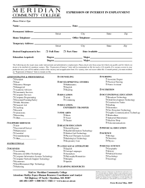 Fillable Online meridiancc Expression of Interest Form - Meridian ...