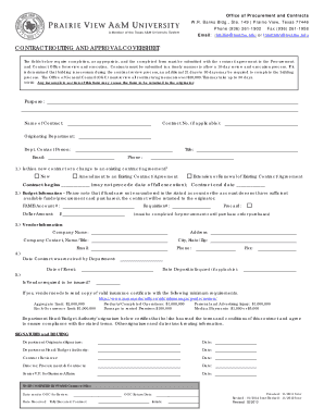 Fillable Online pvamu CONTRACT ROUTING AND APPROVAL COVERSHEET - PVAMU ...