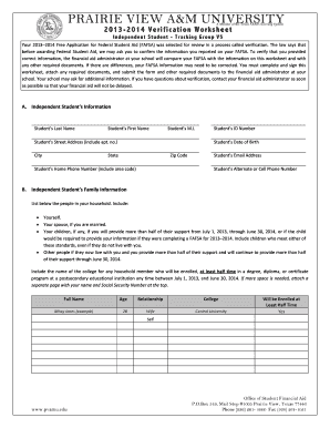 Fillable Online pvamu If you have questions about verification, contact ...