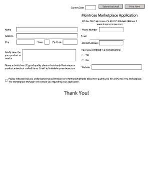 Fillable Online Marketplace Application PDF file - Shop Montrose Fax ...