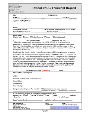 Fillable Online sapc HOMELAND SECURITY Official USCG Transcript Request ...