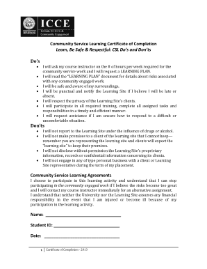 Fillable Online sfsu Community Service Learning Certificate of ...
