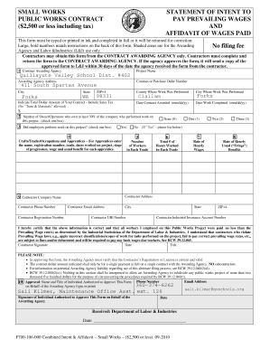 Fillable Online SMALL WORKS PUBLIC WORKS CONTRACT - Quillayute Valley ...