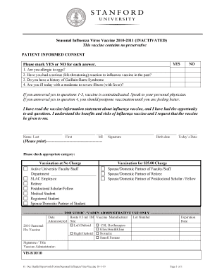 Fillable Online stanford PATIENT INFORMED CONSENT - Stanford University ...