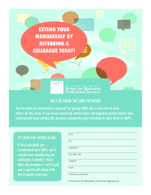 Fillable Online Refer a Colleague - SMPS Fax Email Print - pdfFiller