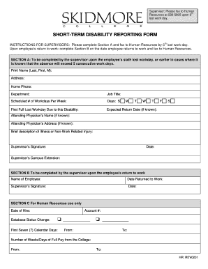 Fillable Online skidmore Disability Reporting Form - Skidmore College ...