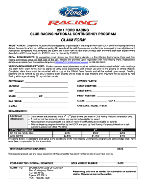 Fillable Online CLAIM FORM - SCCA.com Fax Email Print - pdfFiller