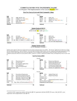 Fillable Online siue CURRICULUM FOR CIVIL ENGINEERING MAJOR 22 Program ...