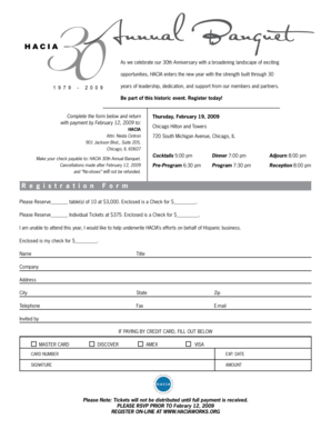 Fillable Online Annual Banquet - HACIA Fax Email Print - pdfFiller