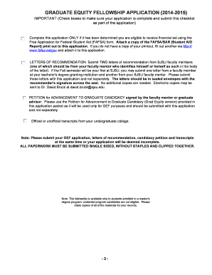 Fillable Online sjsu GRADUATE FELLOWSHIP PROGRAM - San Jose State ...