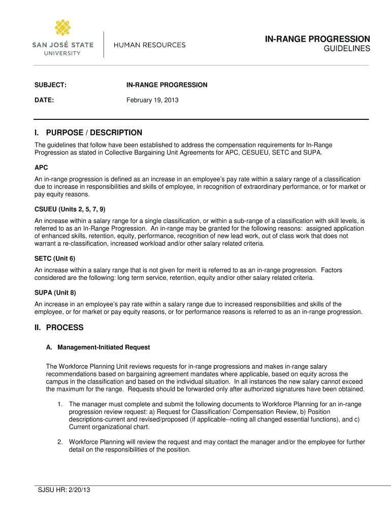 Fillable Online sjsu In-Range Progression Guidelines - sjsu Fax Email ...