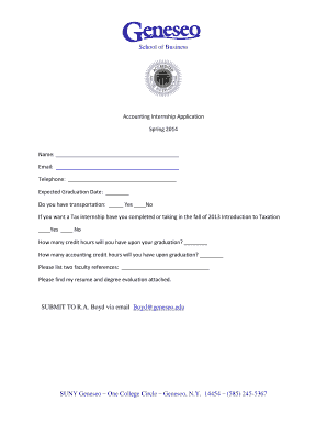 Fillable Online geneseo Accounting Internship Application - geneseo Fax Email Print - pdfFiller