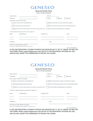 Fillable Online geneseo General#Permit#Form - State University of New York at Geneseo - geneseo ...