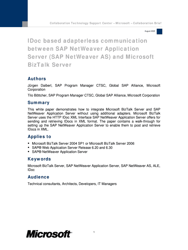 Fillable Online Collaboration Brief, SAP AG, April 2004 - Download ...