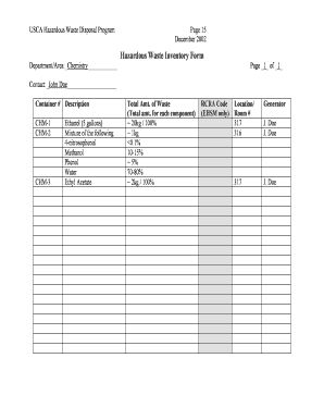 Waste Inventory Form - Fill Online, Printable, Fillable, Blank | pdfFiller