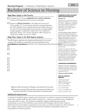 Fillable Online tacoma uw Nursing Program University of Washington ...