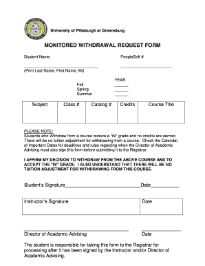 Fillable Online MONITORED WITHDRAWAL REQUEST FORM - University of Pittsburgh ... Fax Email Print ...