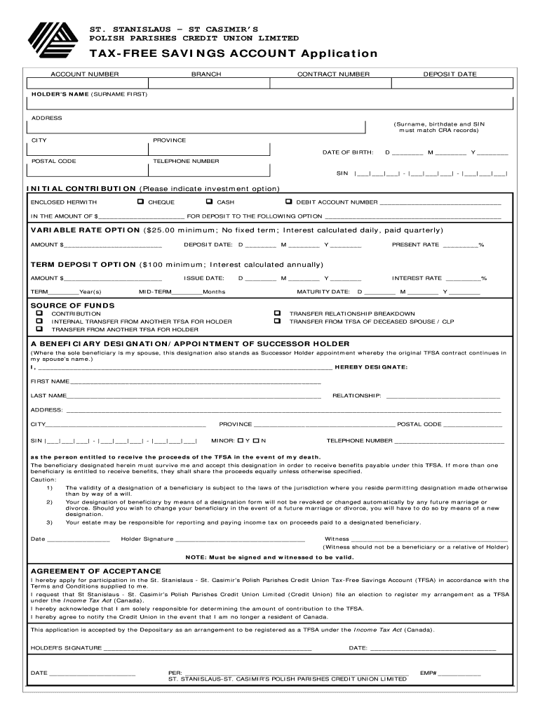 Fillable Online New Application Form - St. Stanislaus - St. Casimir's ...