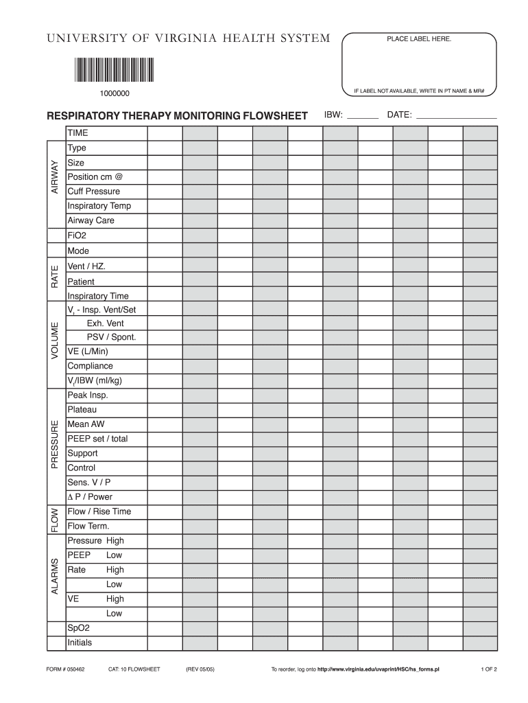Respiratory Patient Flow Sheet Fill Out Sign Online DocHub