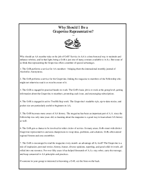 Fillable Online snjaa Why Should I Be a Why Should I Be a Grapevine ...