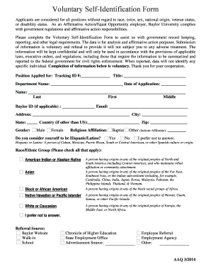 Fillable Online baylor Voluntary Self-Identification Form - Baylor ...