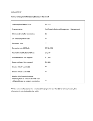 Fillable Online farmingdale Gainful Employment Mandatory Disclosure ...