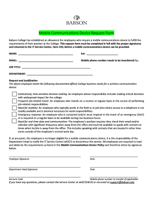 Fillable Online babson Mobile Communications Device Request Form ...