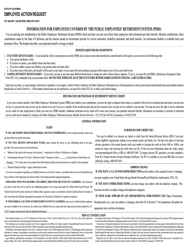 Fillable Online 7-99) (REVERSE, EMPLOYEE COPY) Fax Email Print - pdfFiller