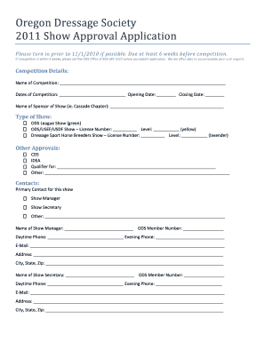 Fillable Online 2011-ODS-Show-Approval-Application Fax Email Print ...