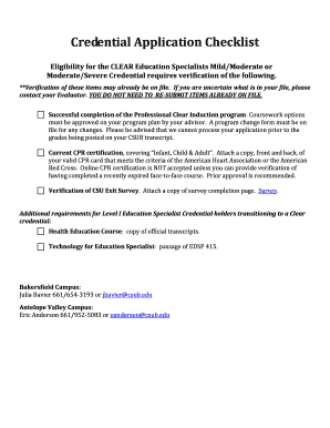 Fillable Online csub Clear Credential Application - California State ...
