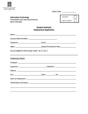 Fillable Online fullerton Student Assistant Employment Application ...