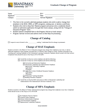 Fillable Online brandman Change of Catalog Change of MAE Emphasis Fax ...